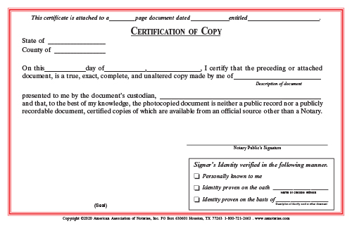 40% OFF Notary Certificate Pads - American Assoc. of Notaries